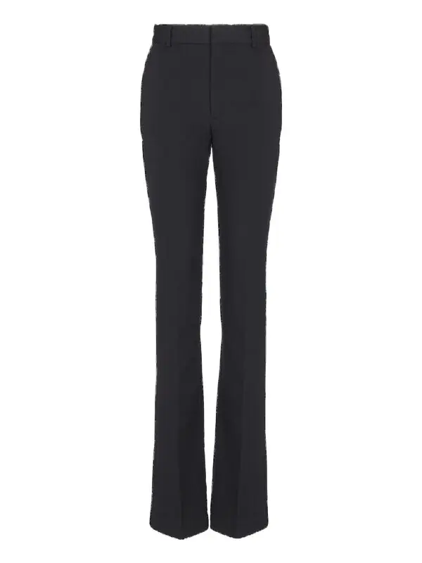 Balmain Straight-leg Grain De Poudre Tailored Trousers - Black