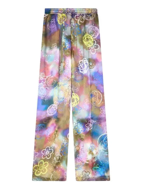 Kenzo X Futura 2000 Silk Graphic Print Pants - Multicolor