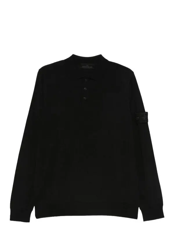 Stone Island Long Sleeves Polo - Black