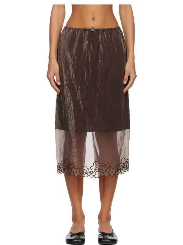 Cecilie Bahnsen Elastic Waistband Skirt With Back Slit - Brown