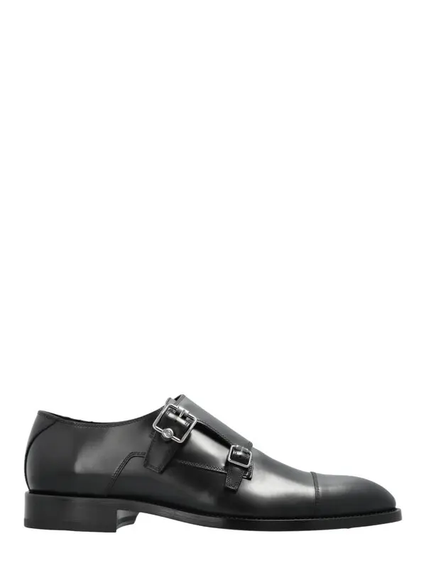 JIMMY CHOO Finnion Monk Strap Derby Shoes - Black