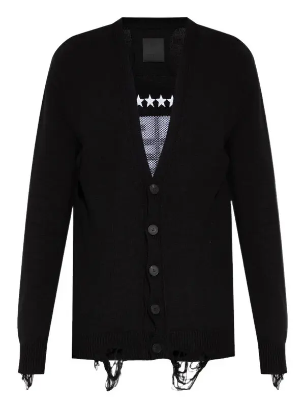 Givenchy Logo Embroidered V-neck Buttoned Cardigan - Black