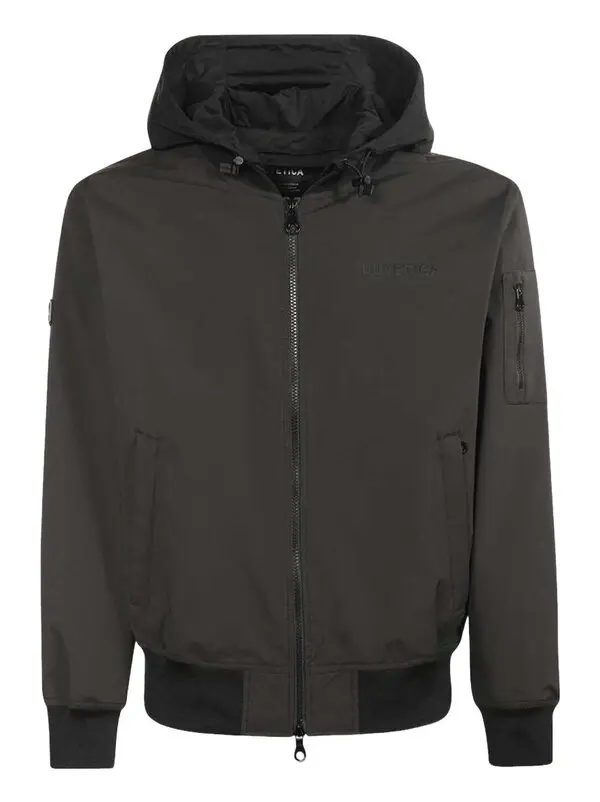 Duvetica Long Sleeve Zip Up Hooded Jacket - Black