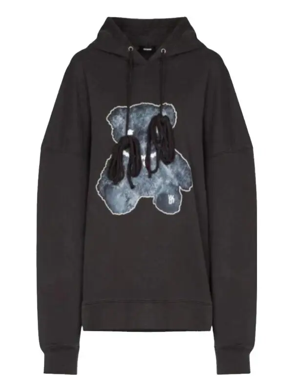 We11Done Bear Hooded Sweater - Black