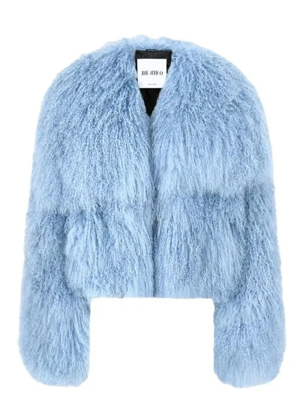 Attico Shearling Bomber Coat - Baby Blue
