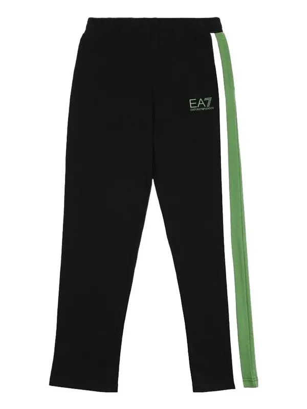 EA7 Logo Side Striped Sweatpants - Black
