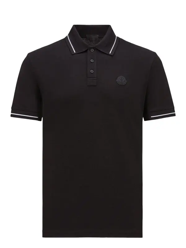 Moncler Logo Patch Short-sleeved Polo Shirt - Black