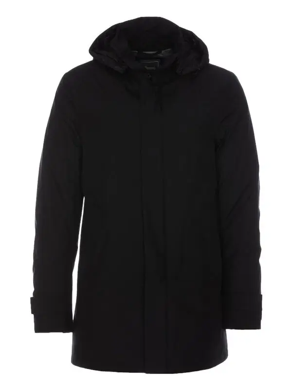 Herno Gore-tex Logo Drawstring Hooded Coat - Black