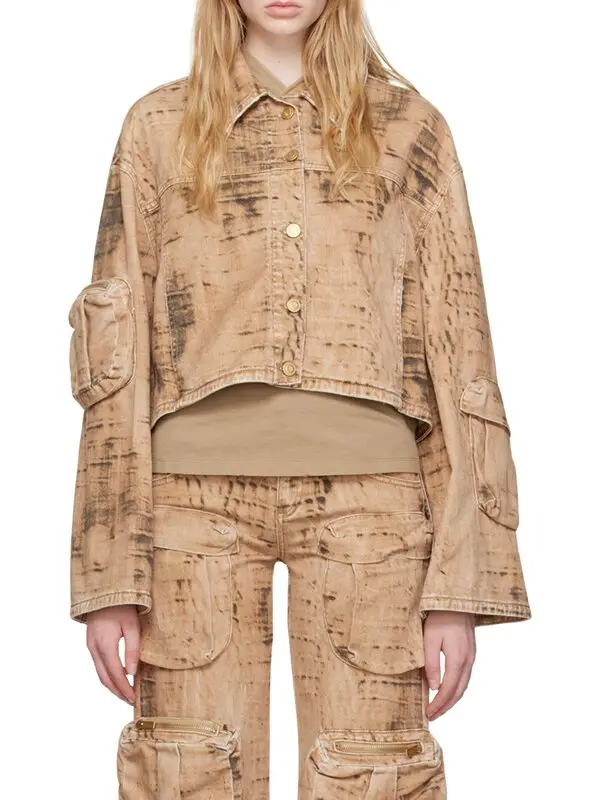 Blumarine Camouflage Pattern Denim Coat - Nude