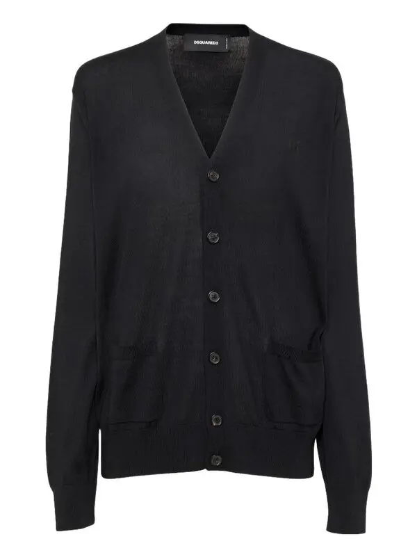 Dsquared2 Logo Embroidered Knit Cardigan - Black