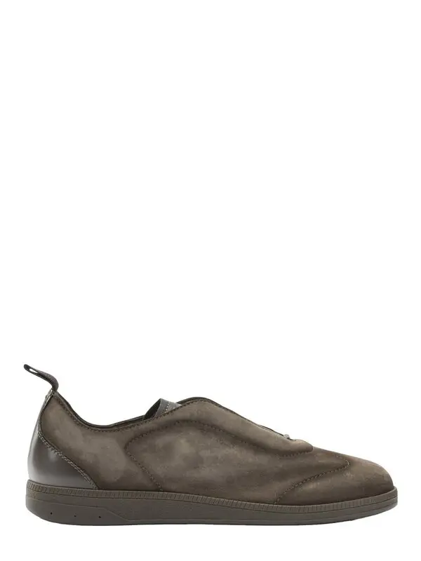 Santoni Suede Sneakers With Elastic Laces - Beige