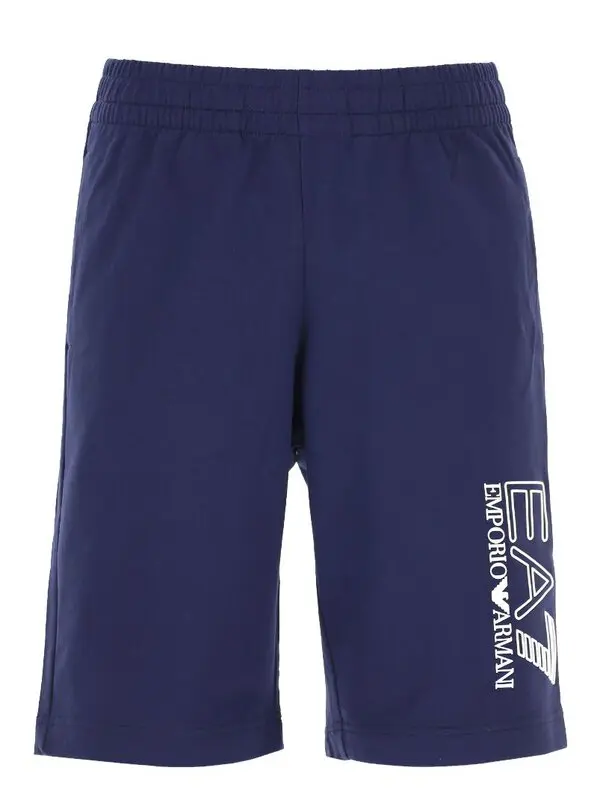 EA7 Logo Print Drawstring Shorts - Blue