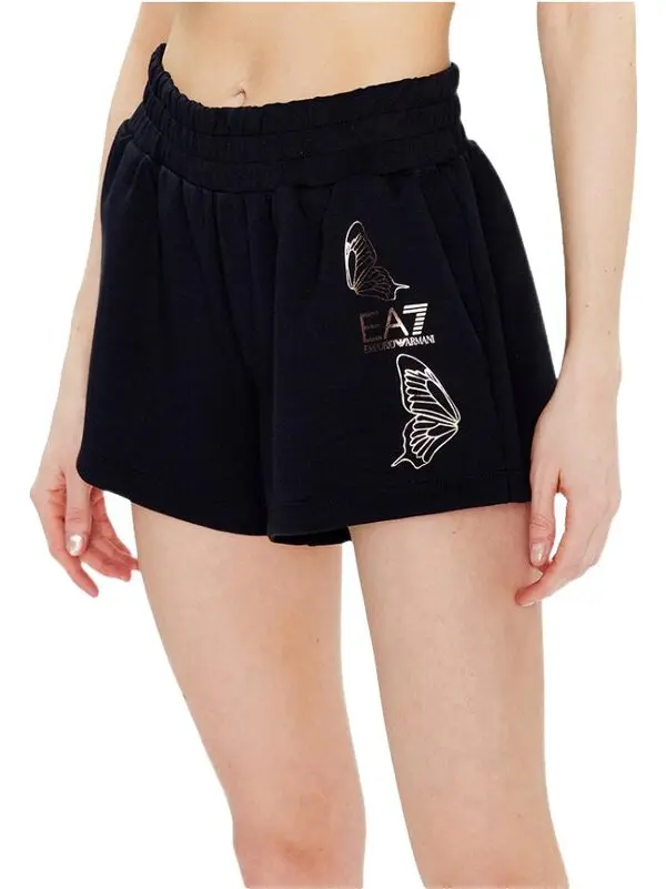 EA7 Embellished Logo Butterfly Shorts - Black