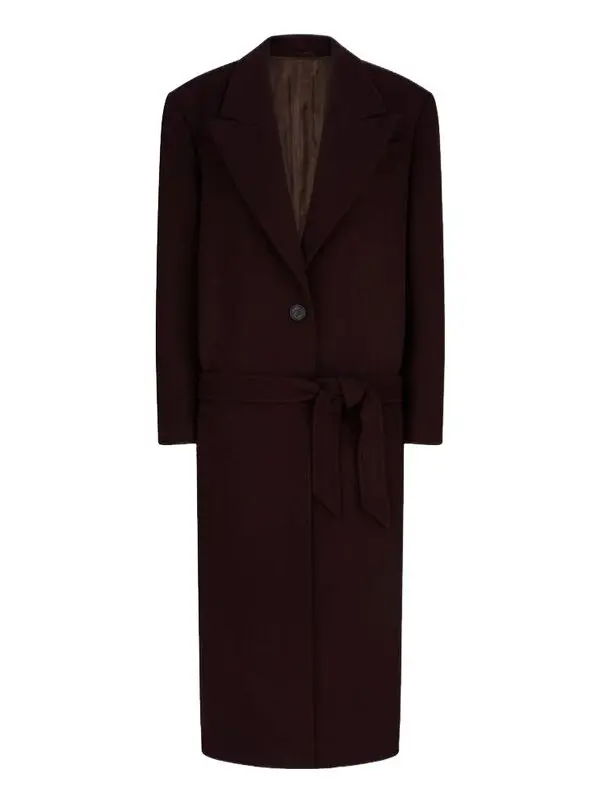 Attico Belted Wool Coat - Burgundy