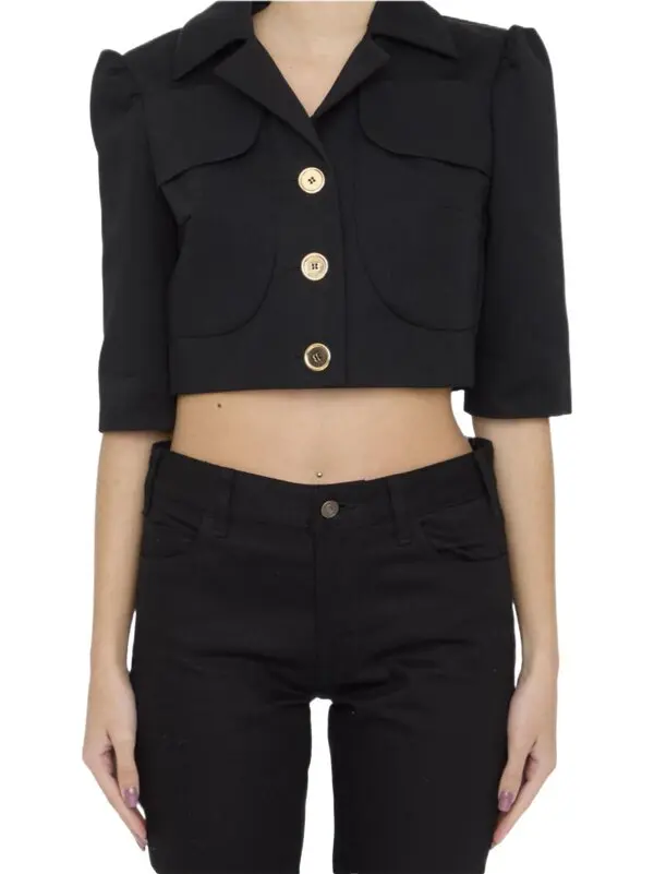PATOU Single-breasted Cropped Blazer - Black