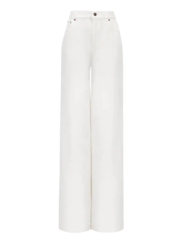 Chloé Logo Patch Wide-leg Jeans - White