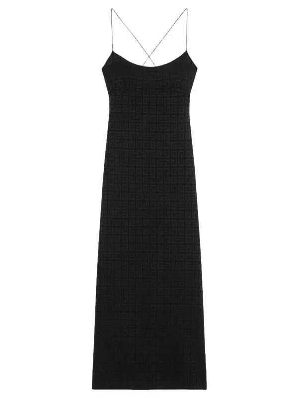 Givenchy 4g Jacquard Spaghetti Strap Maxi Dress - Black