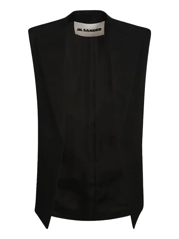 JIL SANDER V-neck Tailored Vest - Black
