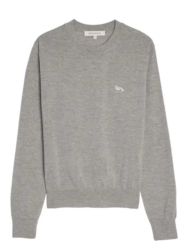Maison Kitsuné Baby Fox Patch Crewneck Jumper - Gray