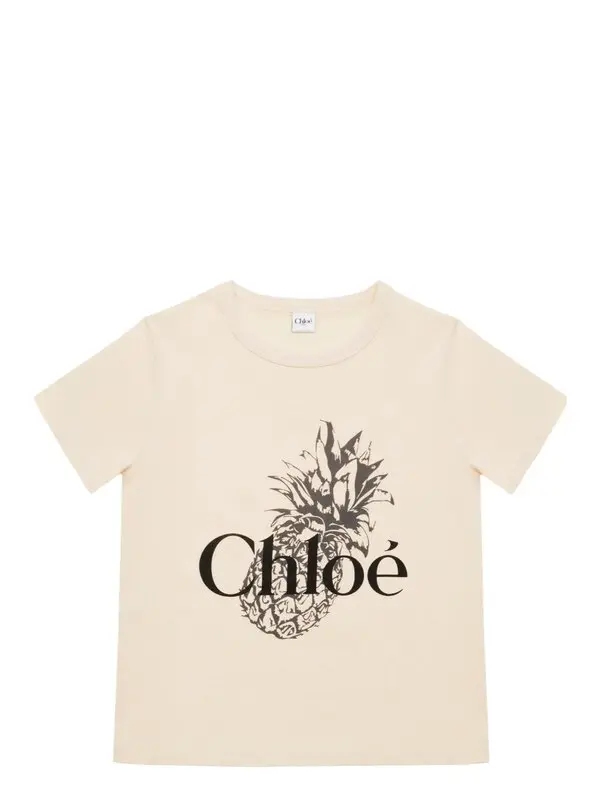 Chloé Logo And Pineapple Print Crewneck T-shirt - Tender Peach