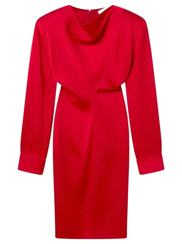 Stella McCartney Cowl Neck Long Sleeve Midi Dress - Lipstick