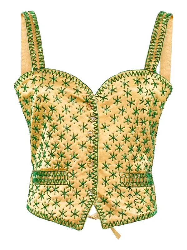 BODE Embroidery Design Vest - Green
