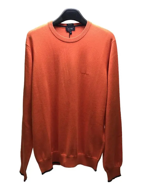 Emporio Armani Round Neck Sweater With Ribbed Details - Brown