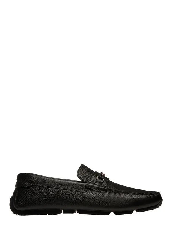 Bally Pilot Driver Loafers In Grained Leather - Black