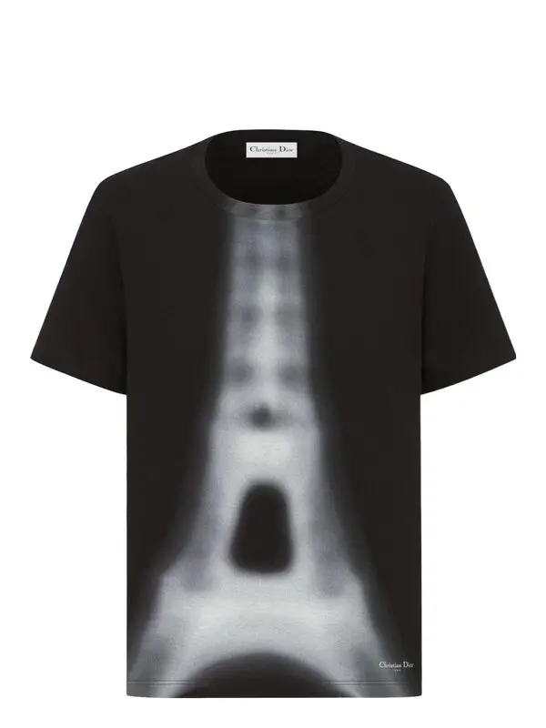 Dior Short Sleeve T-shirt With Bee Badge - Black