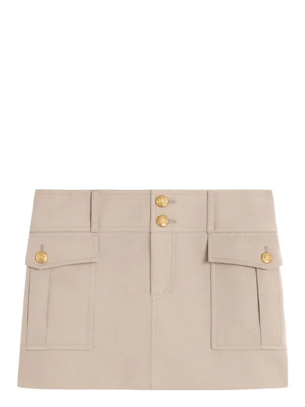 Celine Diagonal Wool Military Trapeze Skirt - Nude