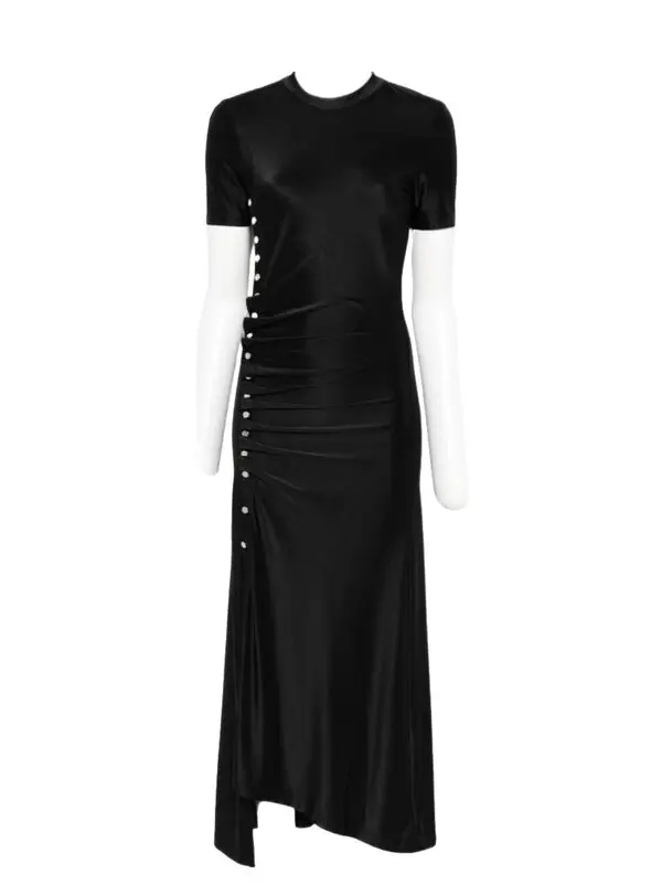 Rabanne Button Detailed Pleated Maxi Dress - Black