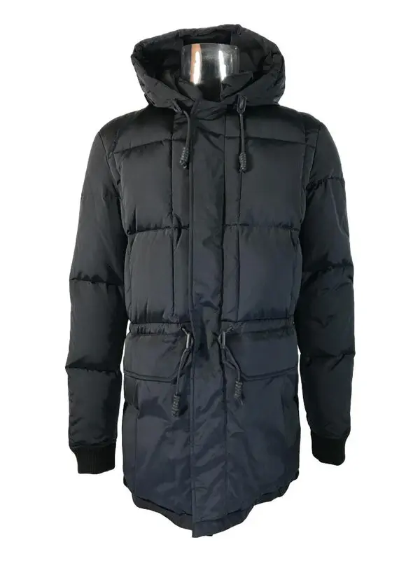 Emporio Armani Quilted Down Jacket With Logo - Black