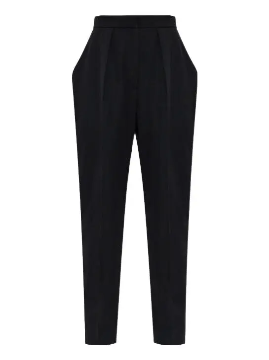 Balmain High Waisted Pleat Detailed Tailored Trousers - Black