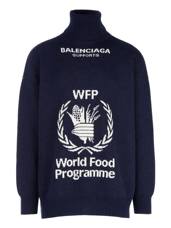 Balenciaga World Food Programme Turtleneck Sweater - Blue