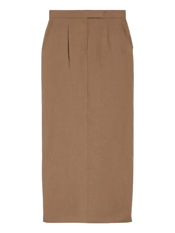 Max Mara High Waist Straight Skirt With Back Slit - Camel