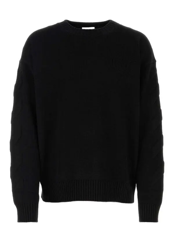 Off-White Crewneck Knitted Jumper With Ribbed Details - Black