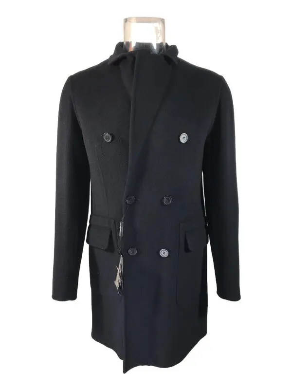 Emporio Armani Double Breasted Coat - Black