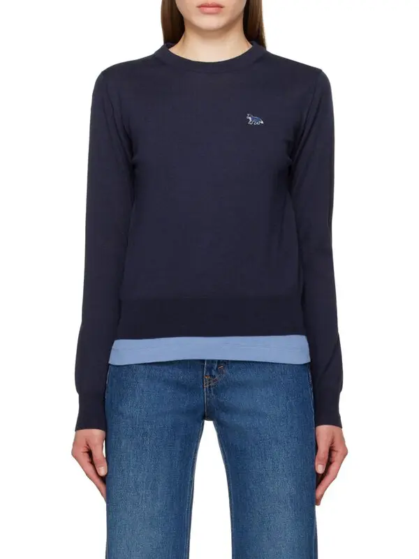 Maison Kitsuné Baby Fox Patch Crew Neck Jumper - Black