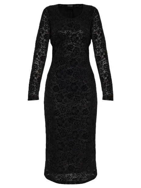 Versace Lace Detailed Midi Dress - Black