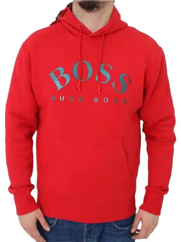 Hugo Boss Logo Hooded Sweater - Red