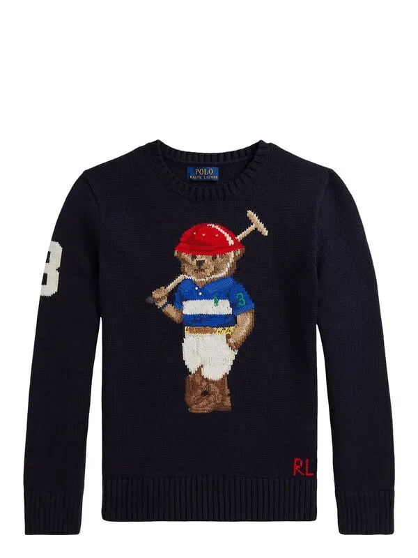 Polo Ralph Lauren Embroidered Bear & Number Detail Sweater - Navy Blue