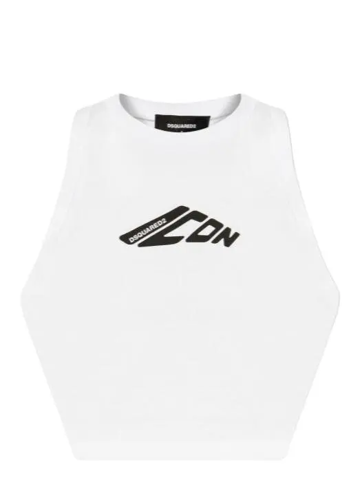 Dsquared2 Icon Printed Cropped Tank Top - White