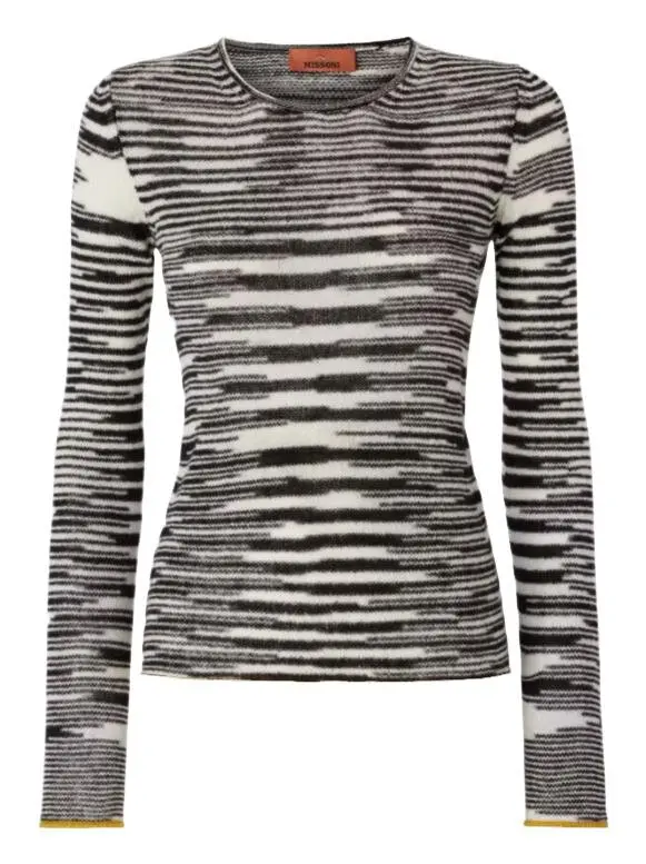 Missoni Striped Long Sleeve Sweater - Black And White
