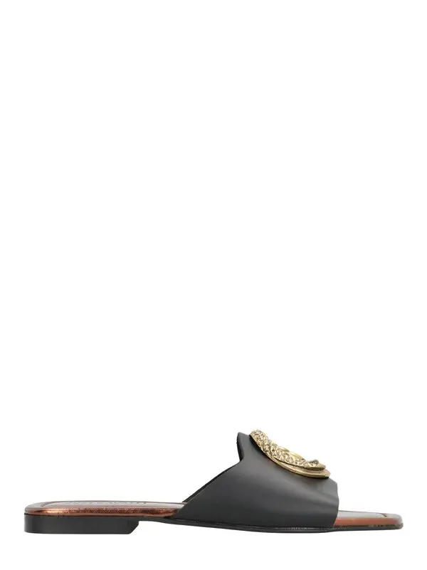 Just Cavalli Elisie Satin Slide Sandals With Decorative Embellishment - Black