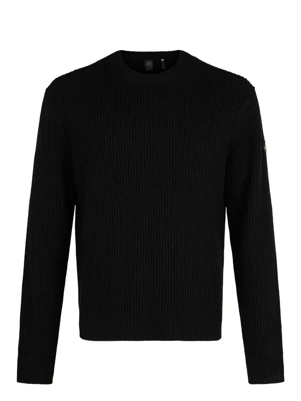 Moose Knuckles Ribbed Long Sleeve Sweater - Black