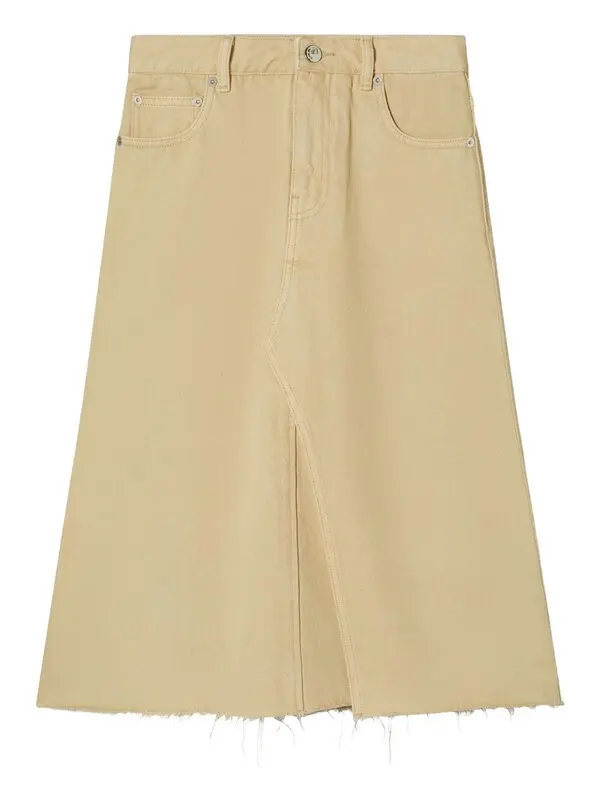 Tory Burch Deconstructed Denim Midi Skirt - Nude