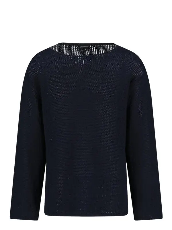 Giorgio Armani Boat Neck Long-sleeved Jumper - Black