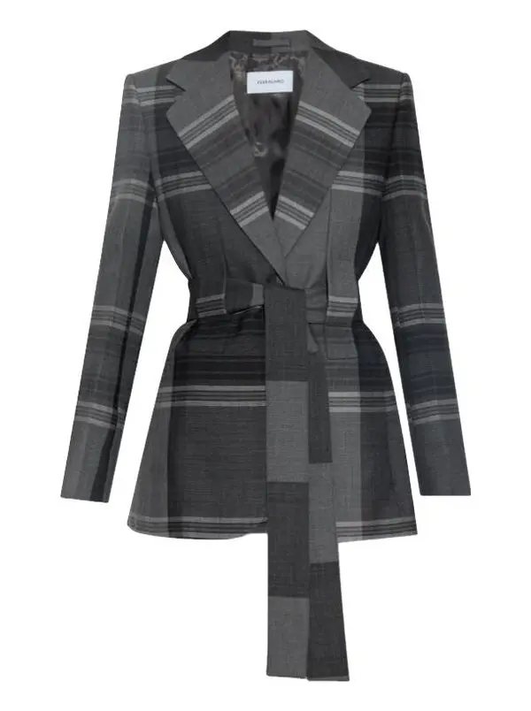 FERRAGAMO Belted Blazer - Grey