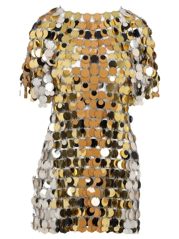 Rabanne Sequin Embellished Crewneck Dress - V Guepard Poilu