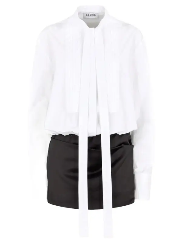 Attico Tuxedo Bow Mini Dress - Black/white
